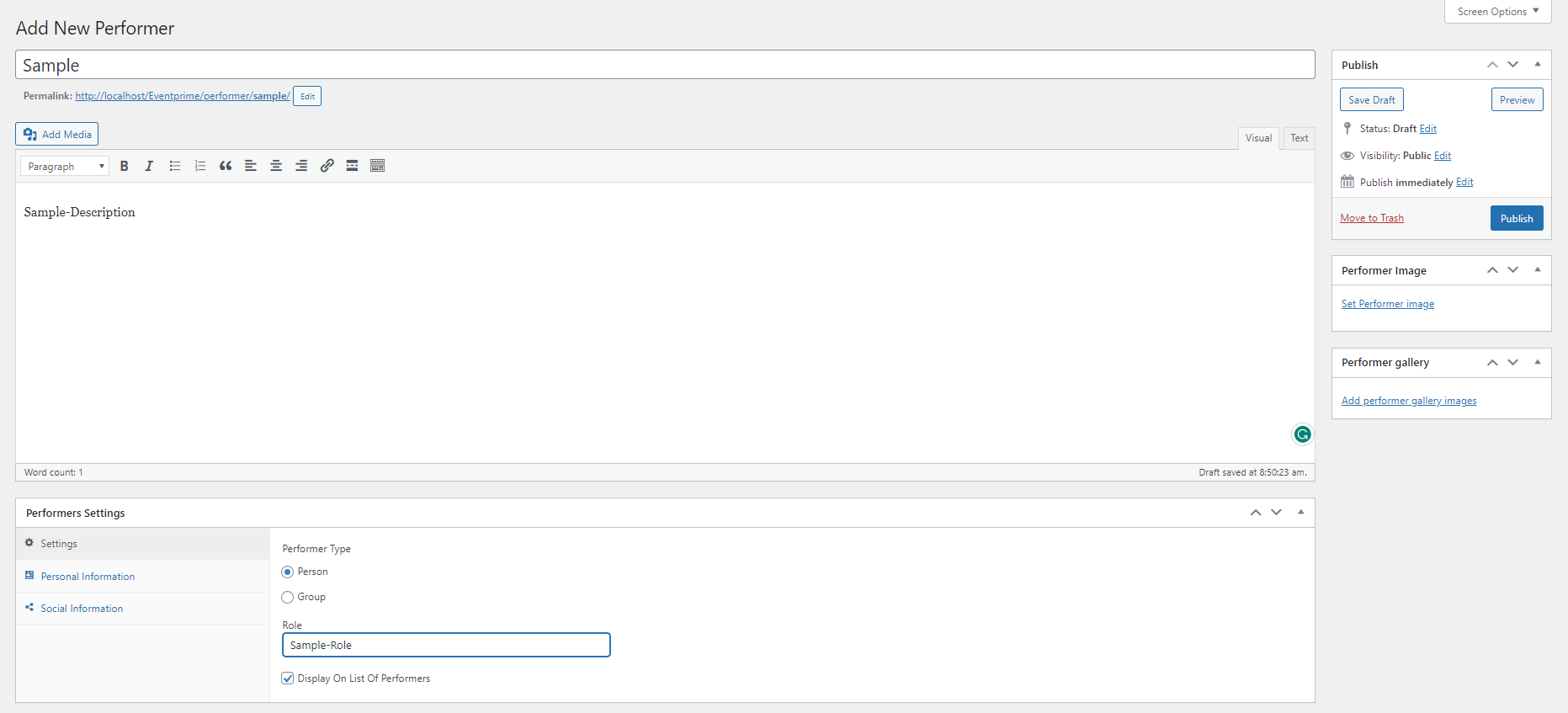 How to add performers to WordPress events? - EventPrime