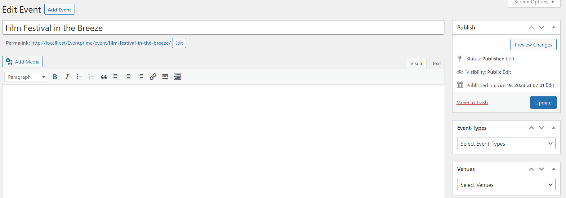How to add venue to WordPress events? - EventPrime
