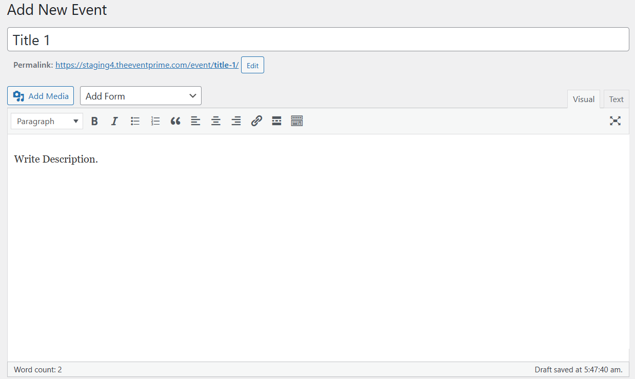 How to Add or Edit Description of a WordPress Event? - EventPrime